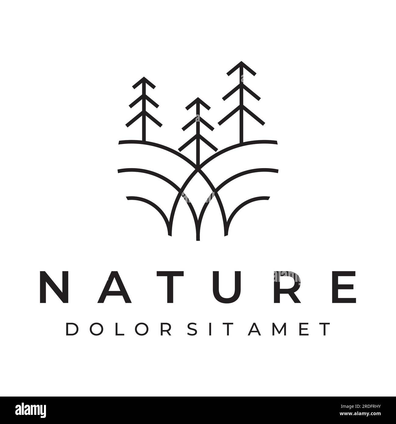 Creative abstract logo of pine trees and pine forest isolated ...