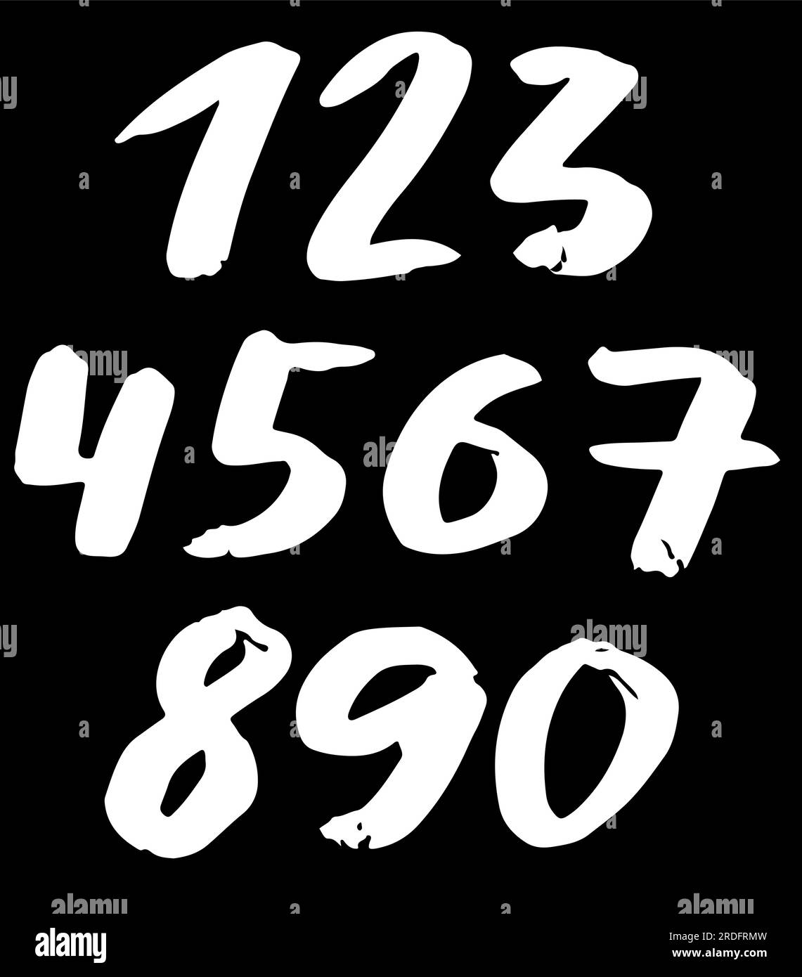 Set of Brush Drawing Ink Numbers Stock Vector Image & Art - Alamy