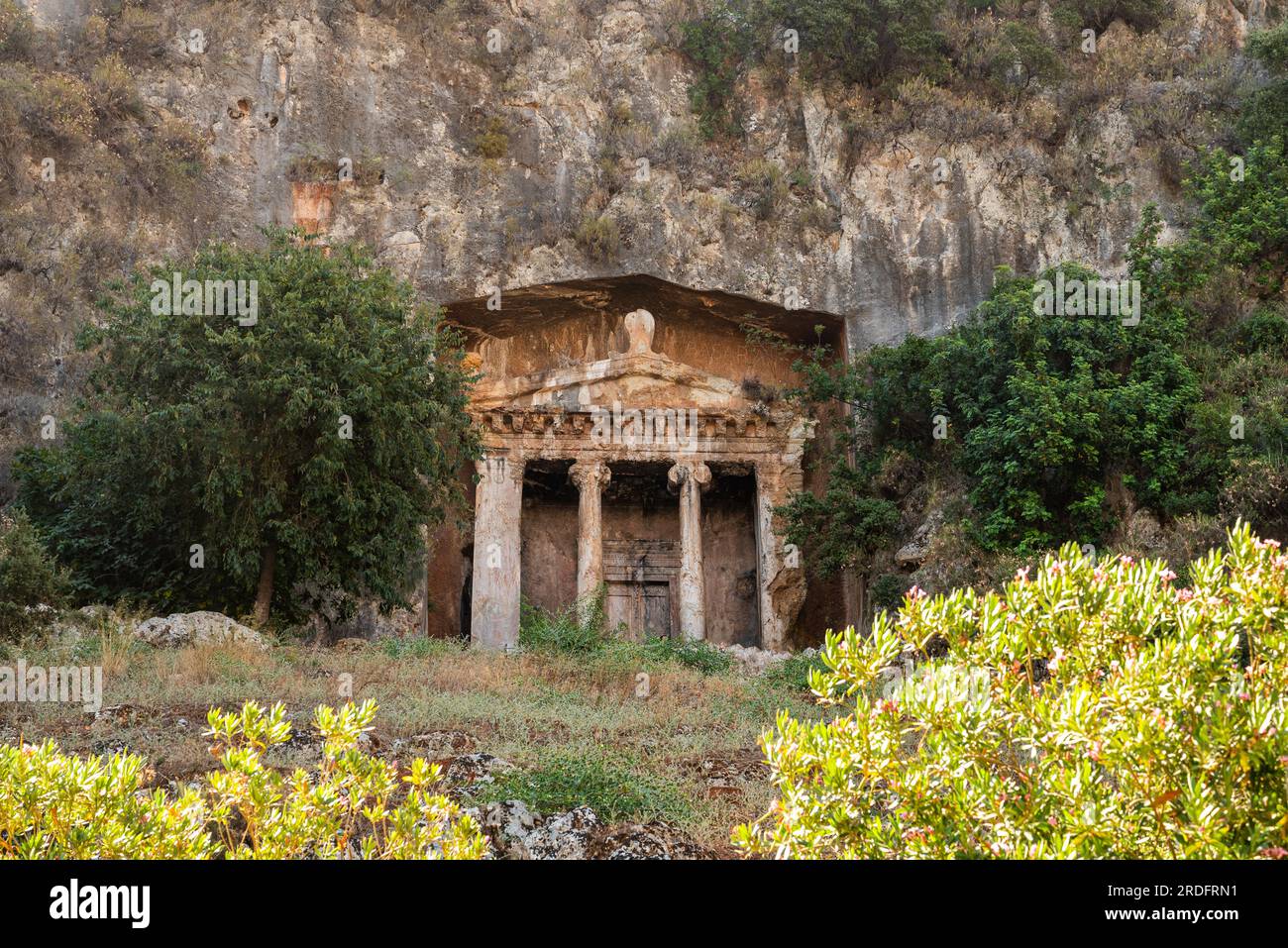 Amyntas Rock Tombs at ancient Telmessos, in Fethiye Turkey Stock Photo ...