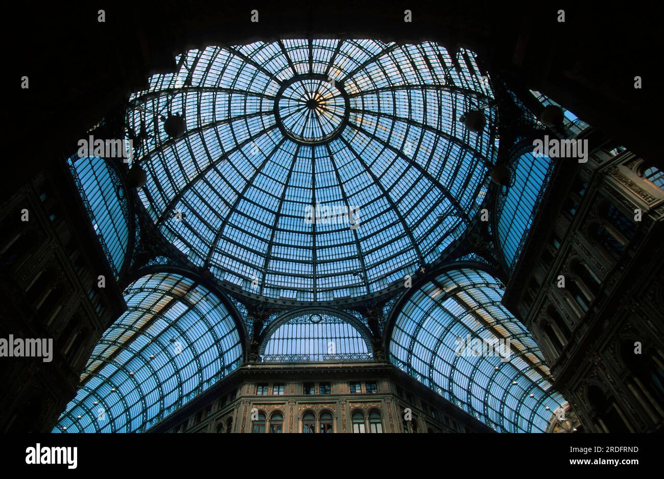 Glass roof, shopping centre, Galleria Umberto, Naples, Campania, Italy ...