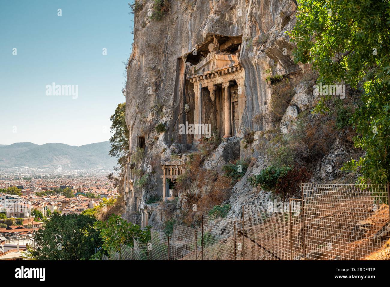 Amyntas Rock Tombs at ancient Telmessos, in Fethiye Turkey Stock Photo ...
