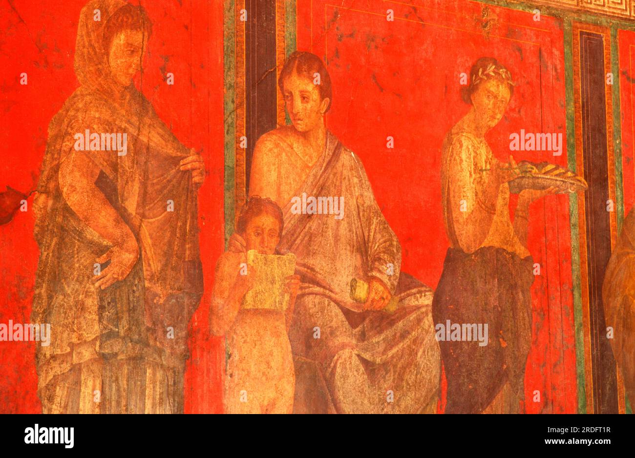Mural painting of Roman antiquity, Mystery Villa, Pompeii, Italy ...