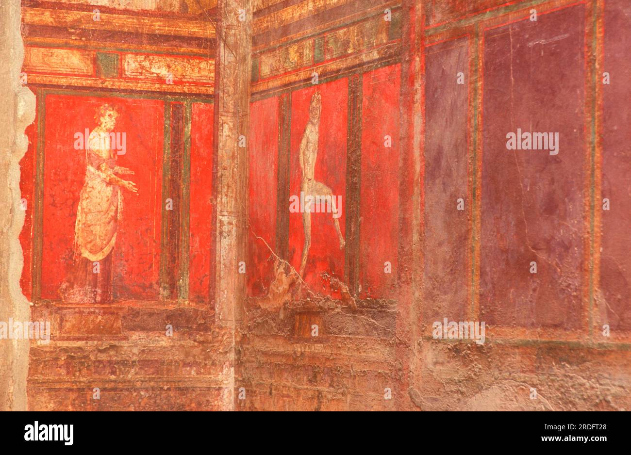 Mural painting of Roman antiquity, Mystery Villa, Pompeii, Italy ...