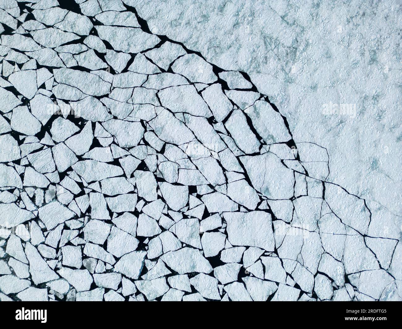 A view from above on the ice rig covering the arctic breaking into ...
