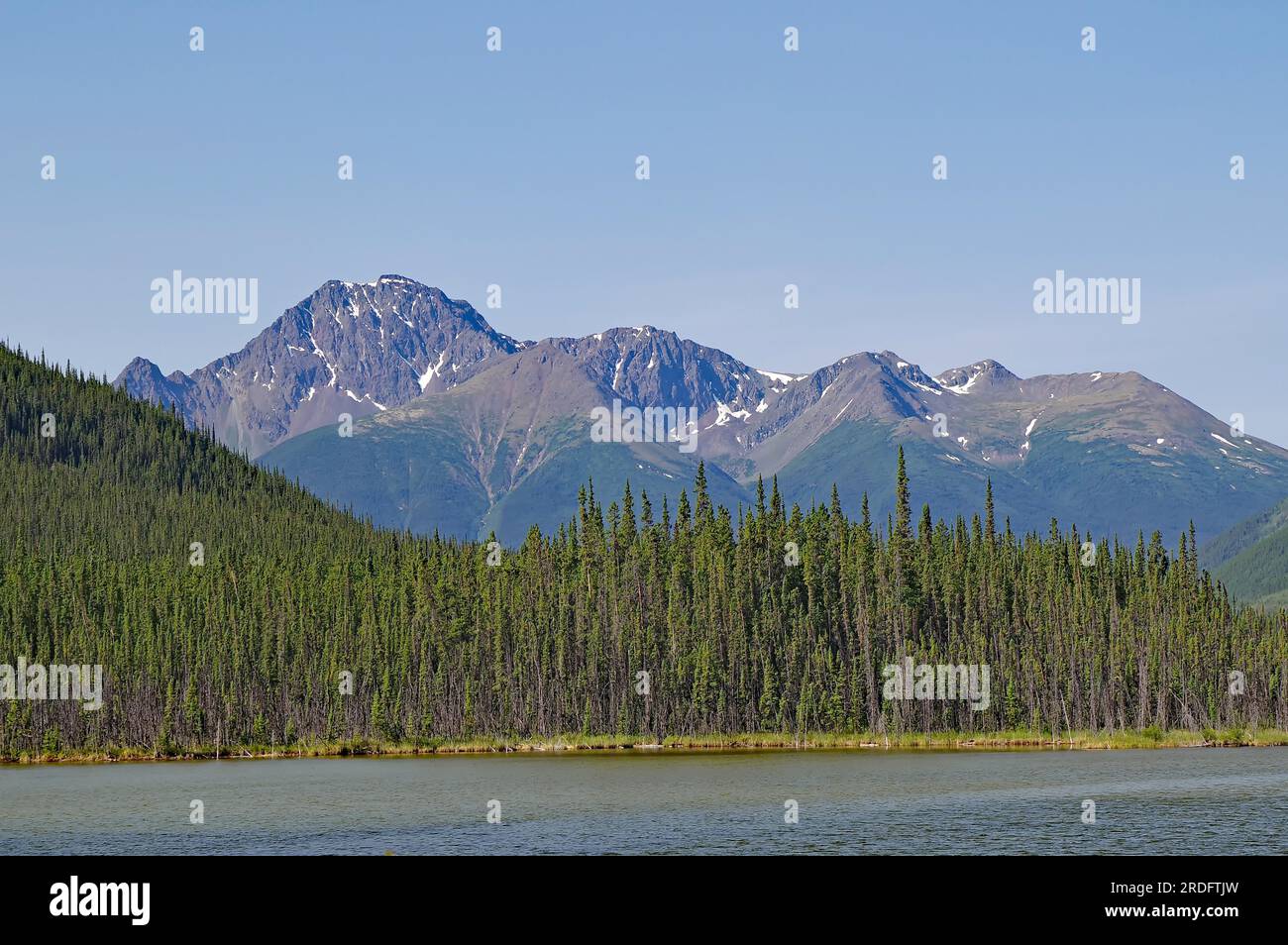 Lonely mountain and mountain landscape, Stewart Cessiar Highway, HW 37 ...