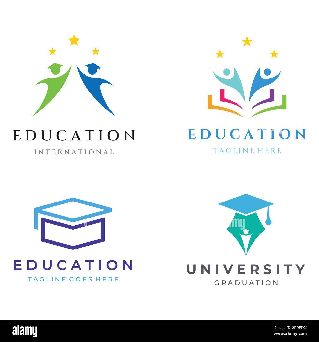 Creative design of student education logo with a sign of a hat, book ...