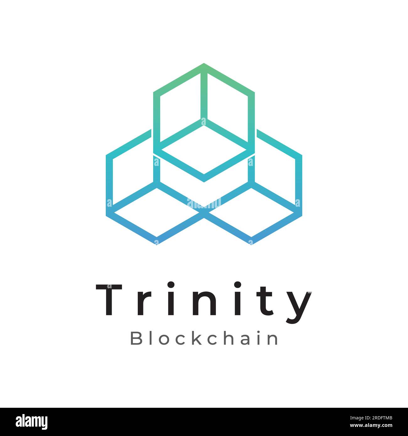 Block chain logo design.Geometric block chain with hexagons, modern ...