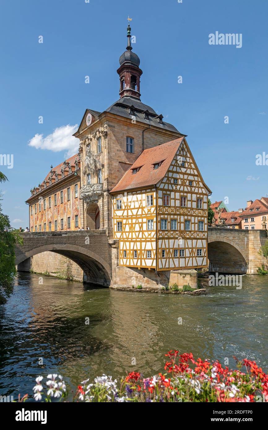Old Town Hall, Regnitz, Bamberg, Upper Franconia, Bavaria, Germany ...