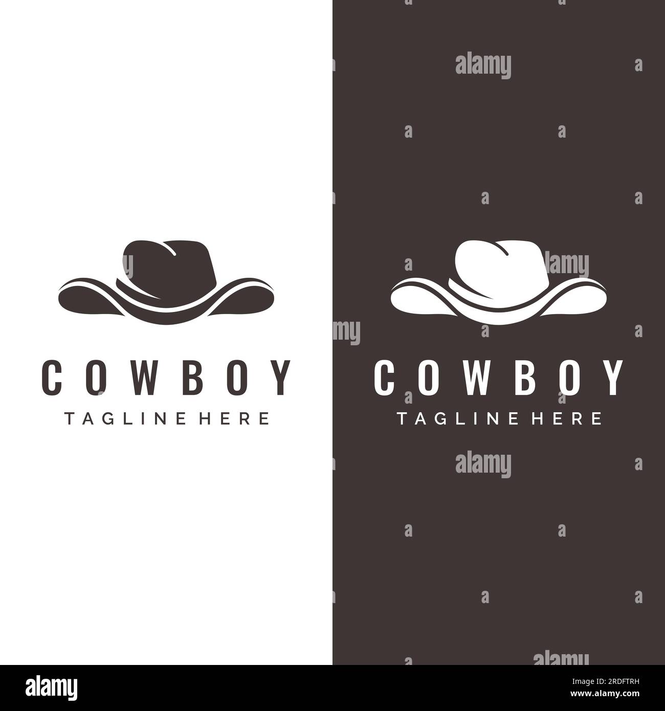 Simple silhouette cowboy hat minimalist logo isolated on black and ...