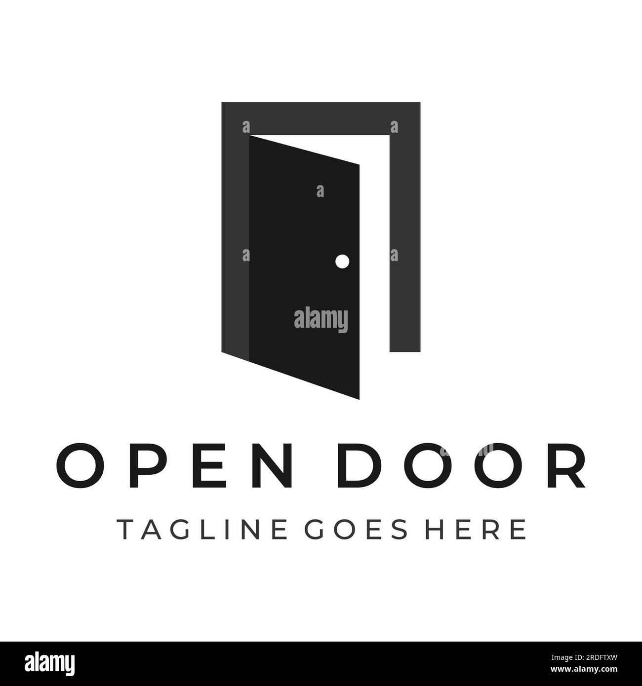 Simple open door abstract logo design, interior with geometric shapes ...