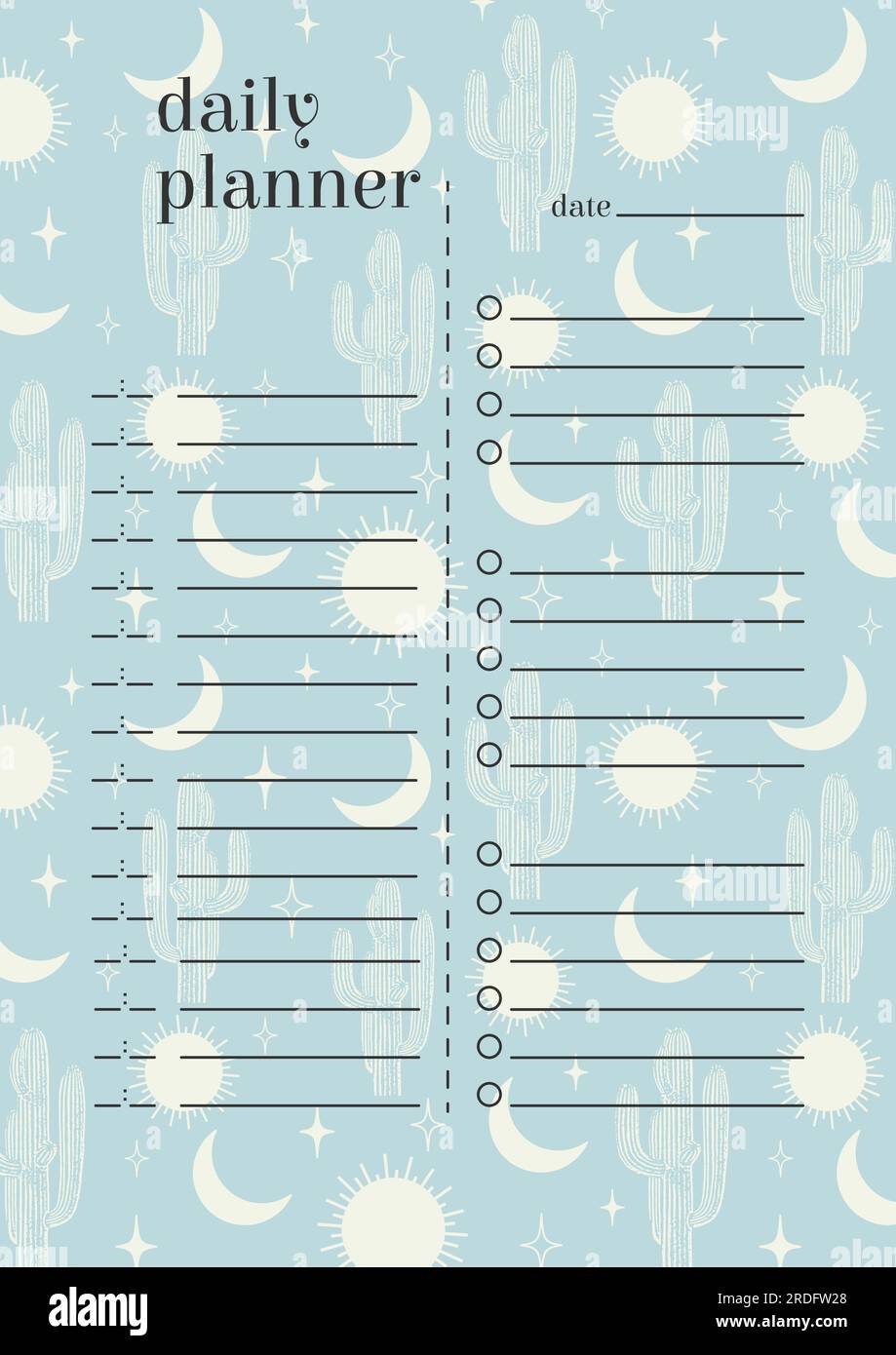 Daily planner goals minimalist planner page design Stock Vector Image ...