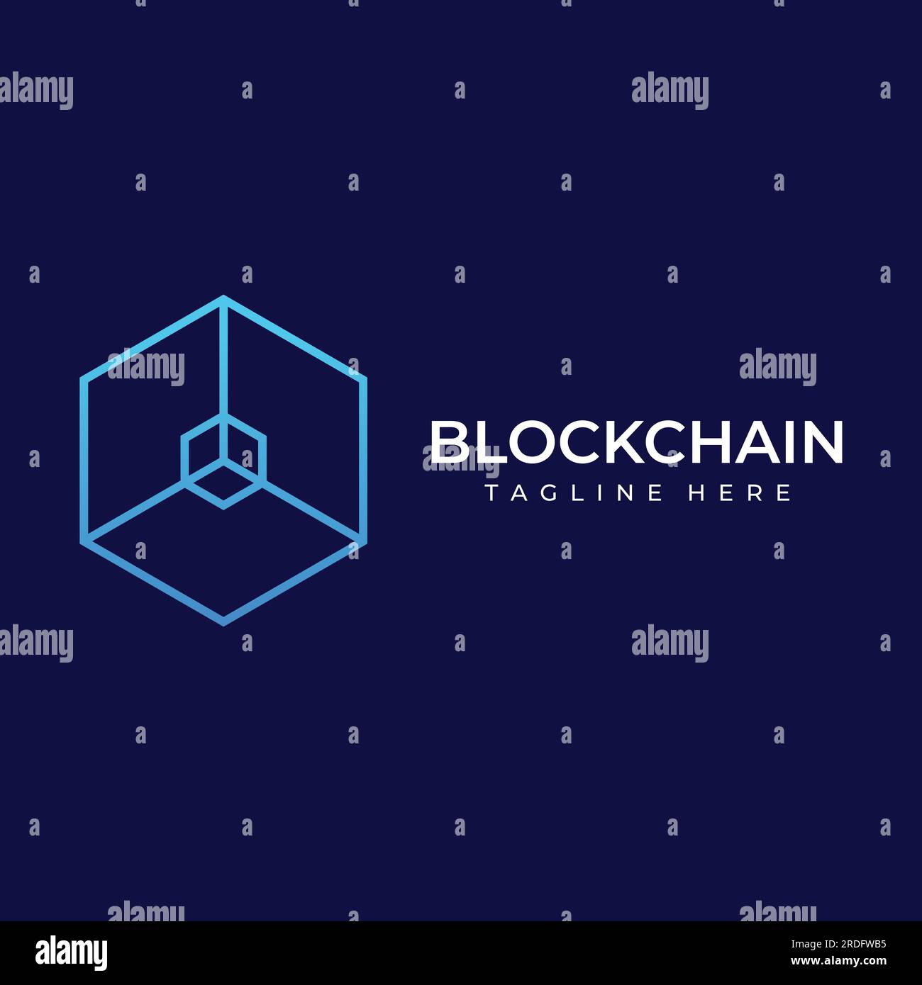 Block chain logo design.Geometric block chain with hexagons, modern ...