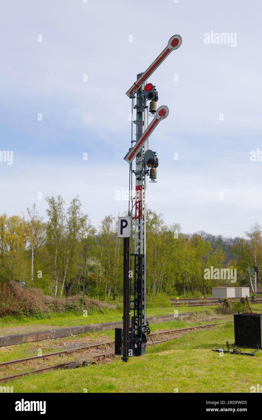 Railway signal, main signal, railway museum, Vienenburg, Goslar, Harz ...