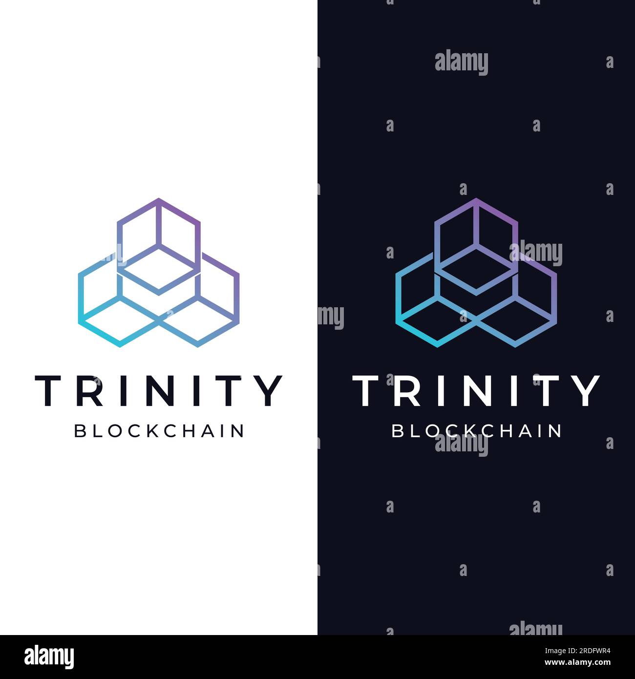 Block chain logo design.Geometric block chain with hexagons, modern ...