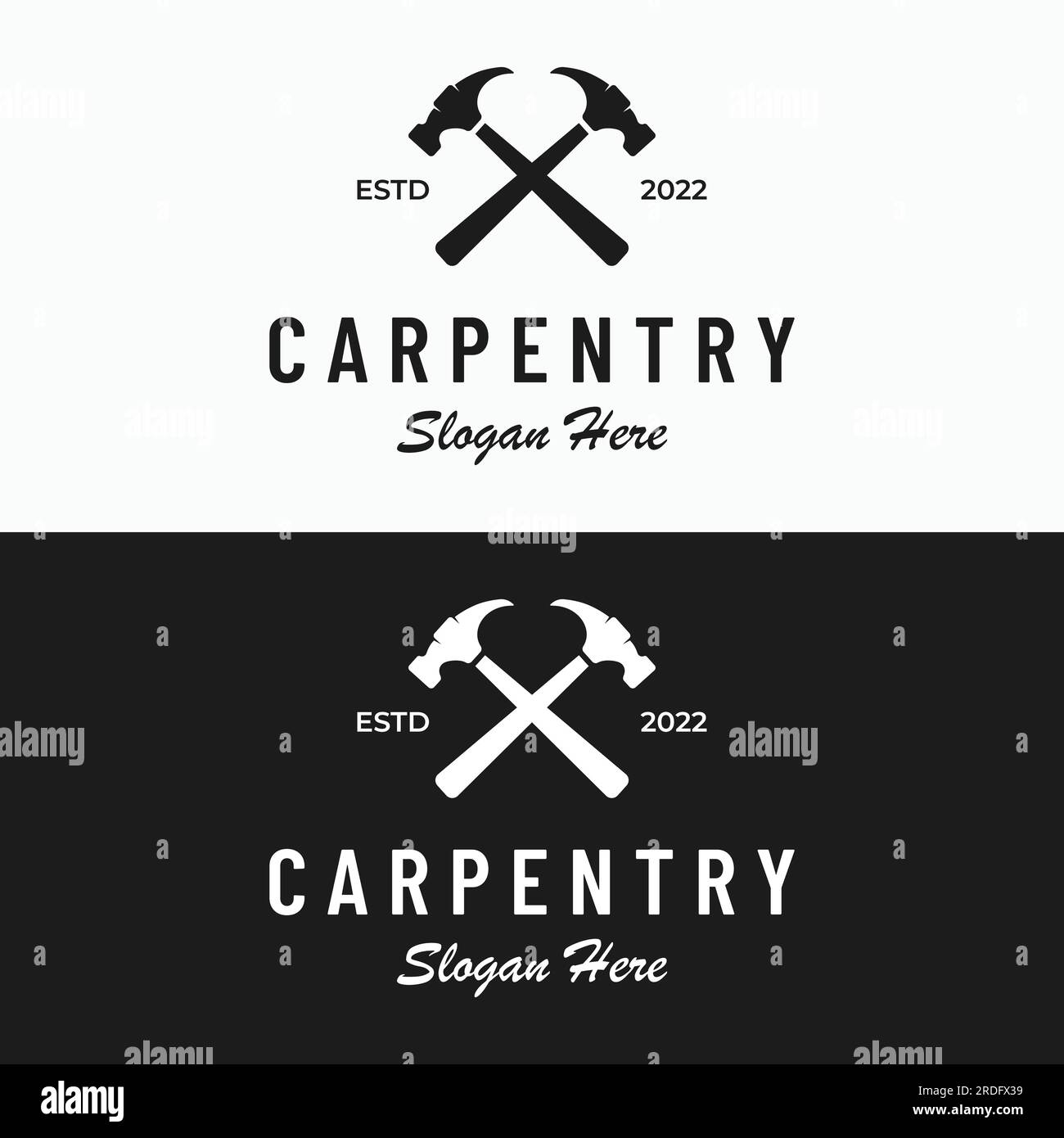 Crossed hammer logo design for vintage work carpentry tools.Logo for ...