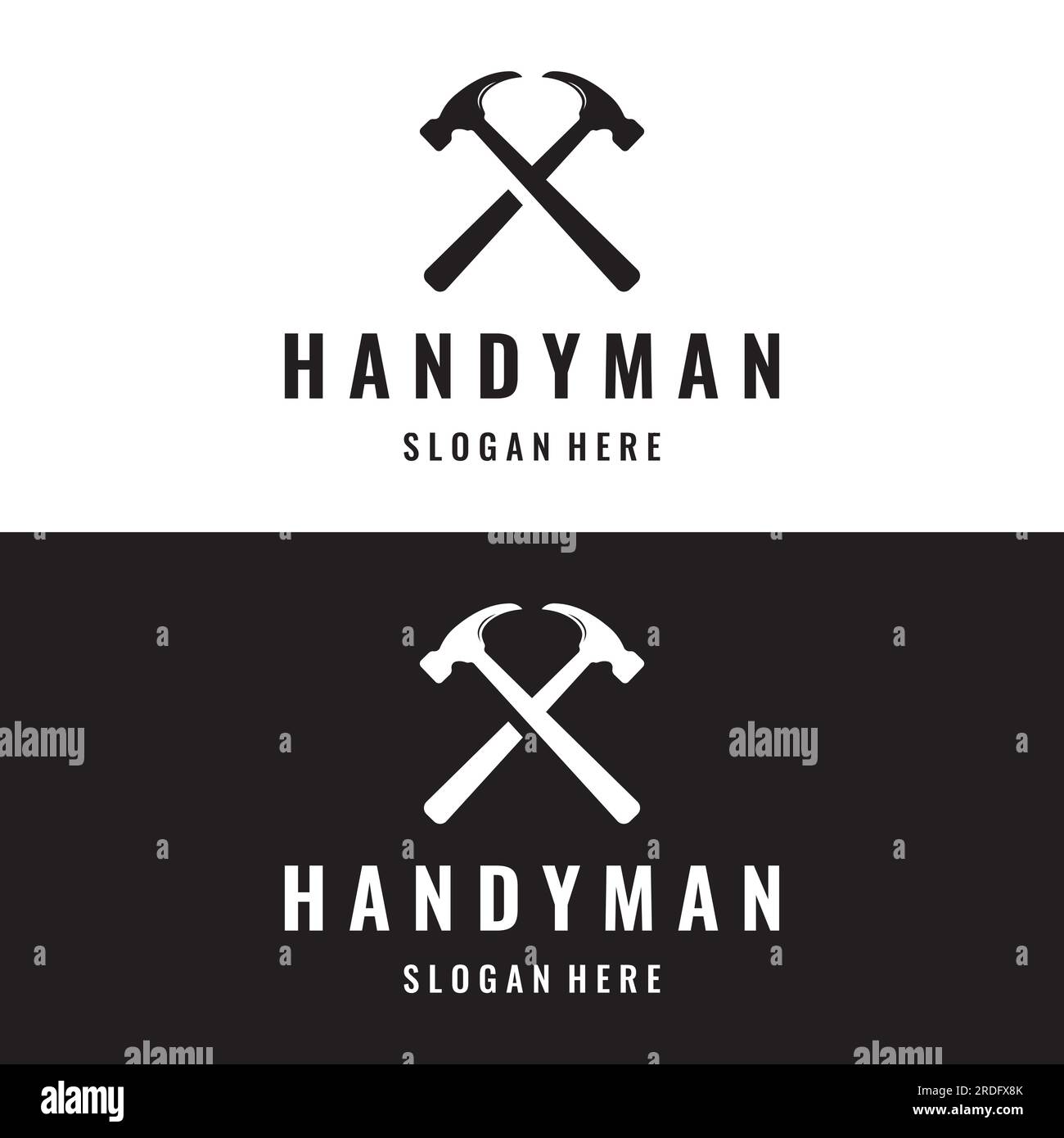 Crossed hammer logo design for vintage work carpentry tools.Logo for ...