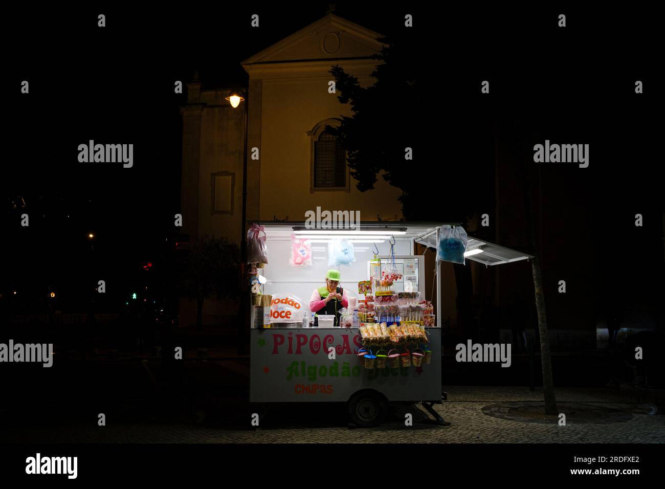 Lisbon, Portugal - 08 April 2023 : Popcorn and candy food stand at ...