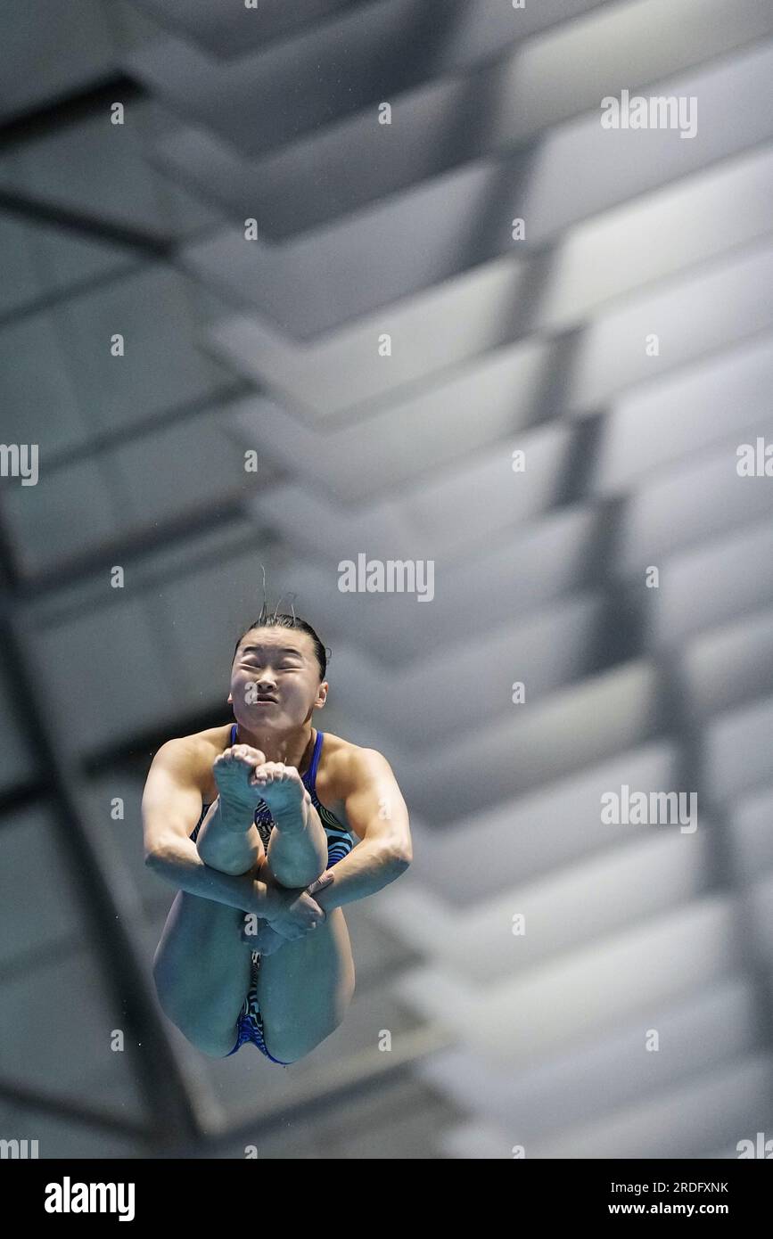 Sayaka Mikami of Japan performs in the women's 3-meter springboard ...