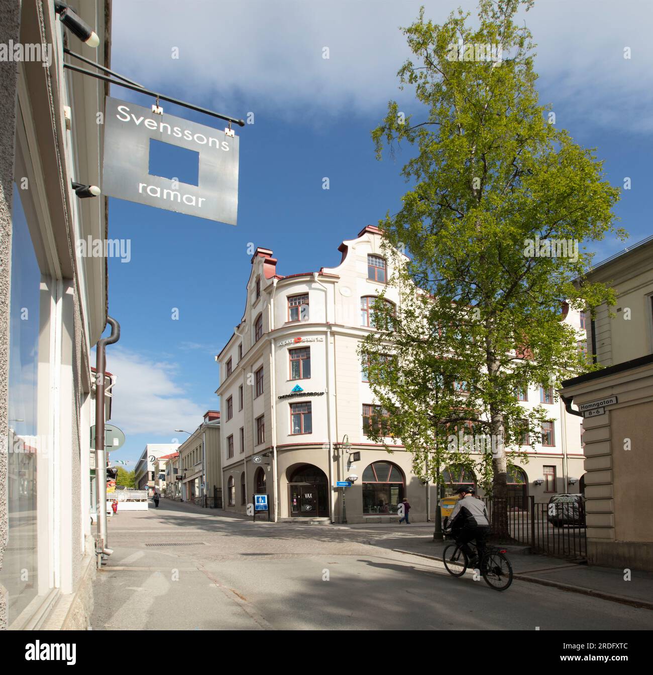 ÖSTERSUND, SWEDEN ON JUNE 07, 2023. Snapshot of buildings, streets ...