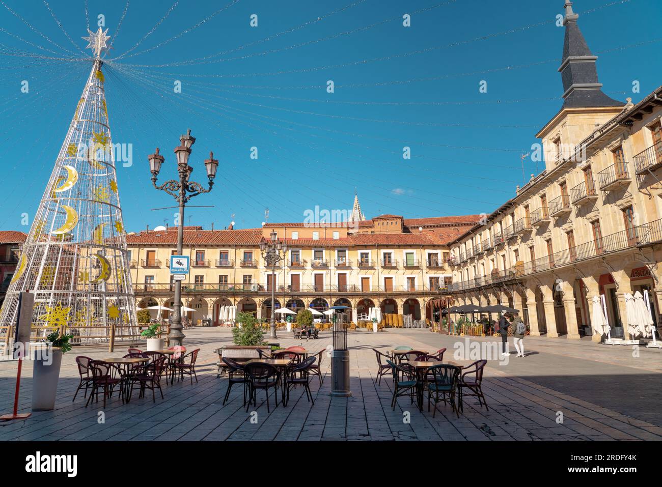 Christmas tree in the city center of Leon in Plaza Mayor Square ...