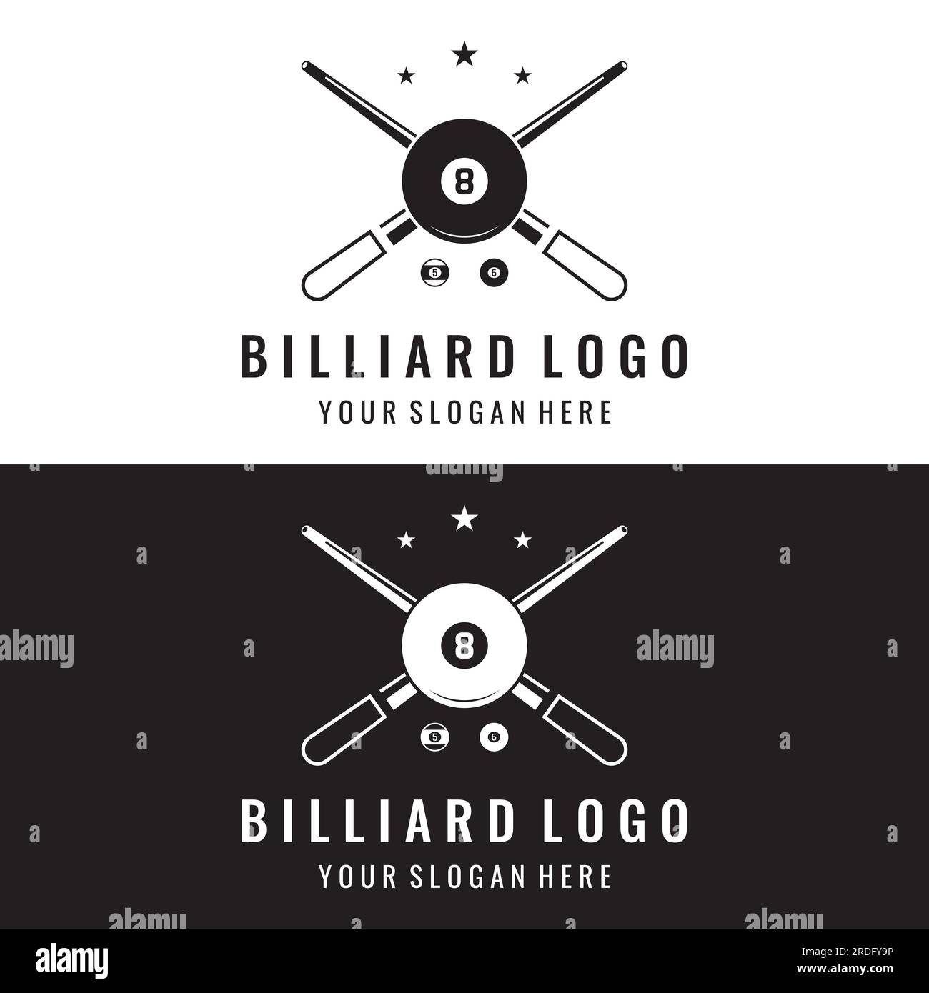 Billiard and cue stick creative logo template. Logo of billiard sport ...