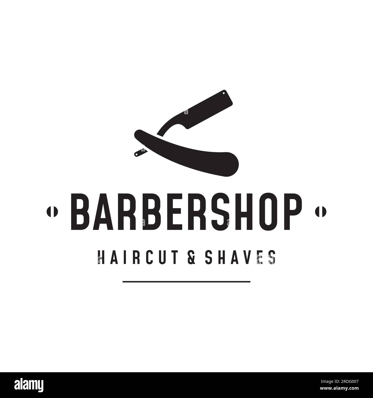 Barbershop logo in vintage style with the concept of scissors, razor ...