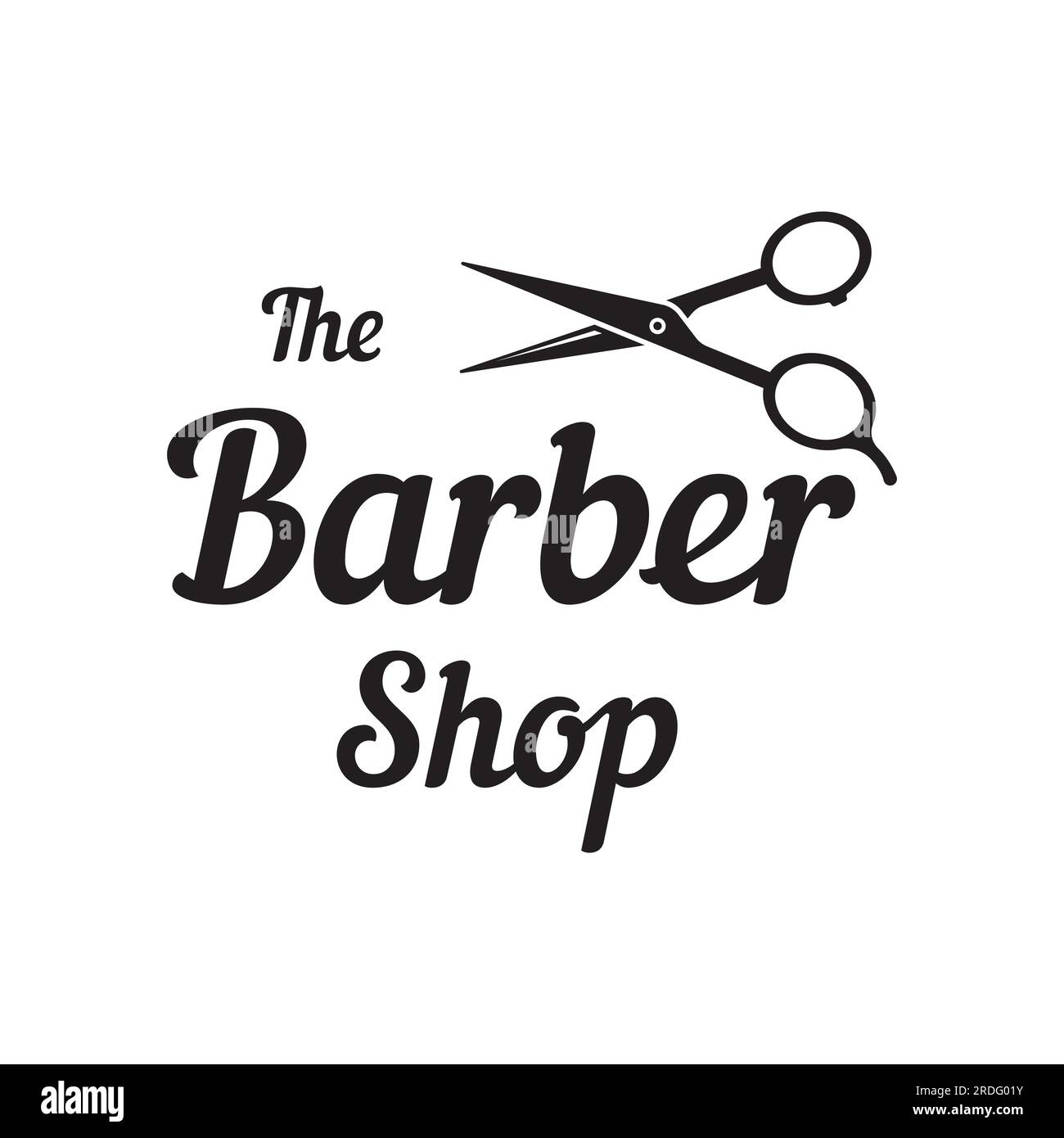 Barbershop logo in vintage style with the concept of scissors, razor ...
