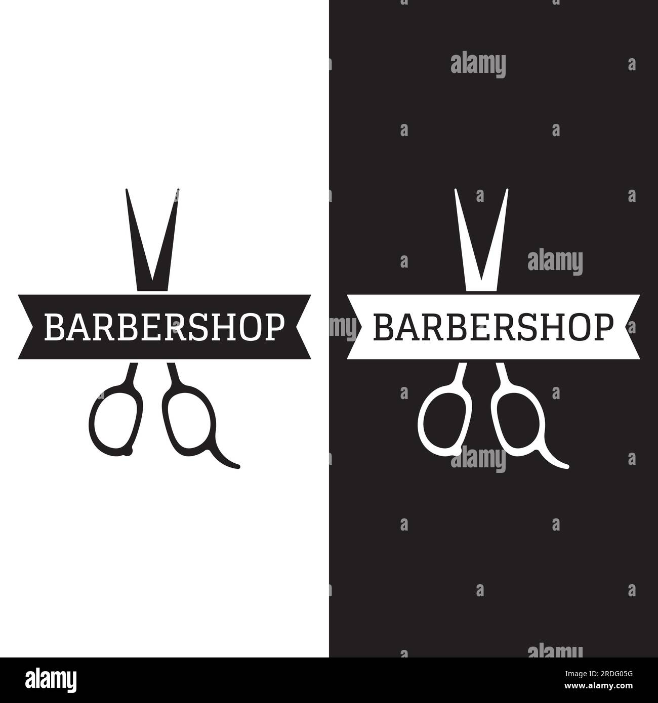 Barbershop logo in vintage style with the concept of scissors, razor ...
