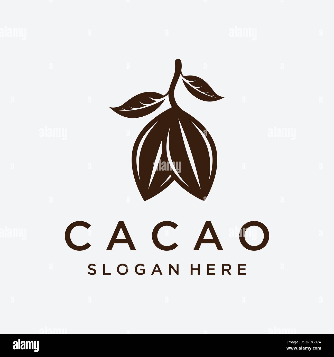 Chocolate cocoa pod plant logotype design, cocoa bean, exotic organic ...