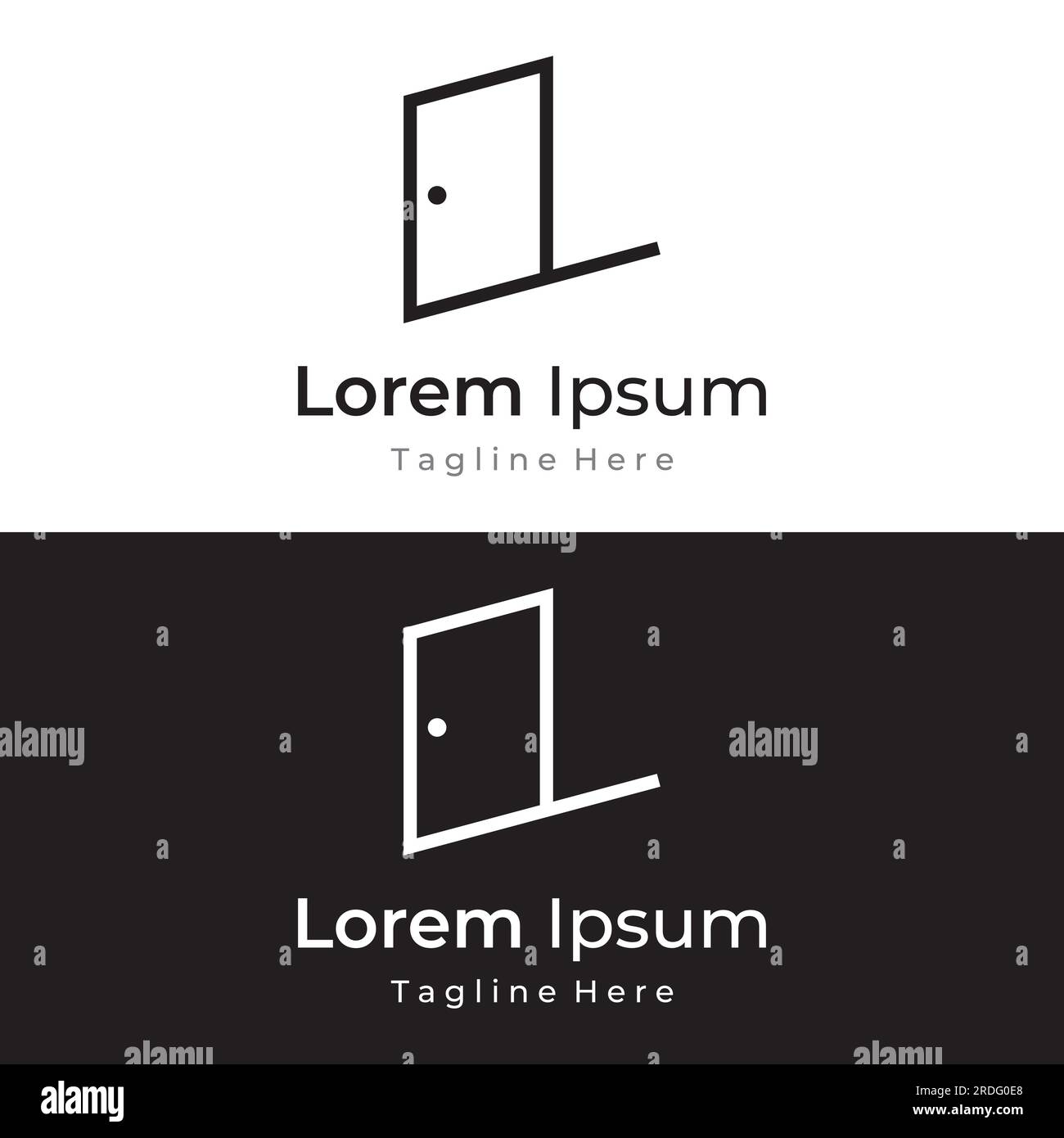 Simple open door abstract logo design, interior with geometric shapes ...