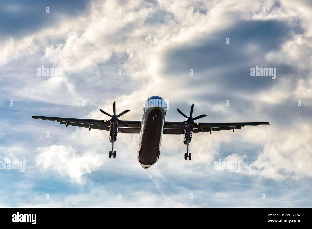 aircraft shortly before landing on the final approach to the airport ...