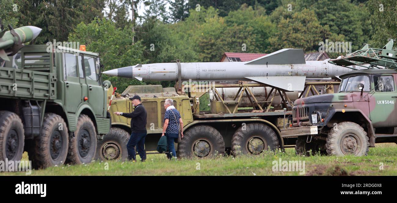 Benneckenstein, Germany. 21st July, 2023. Visitors look at exhibition ...