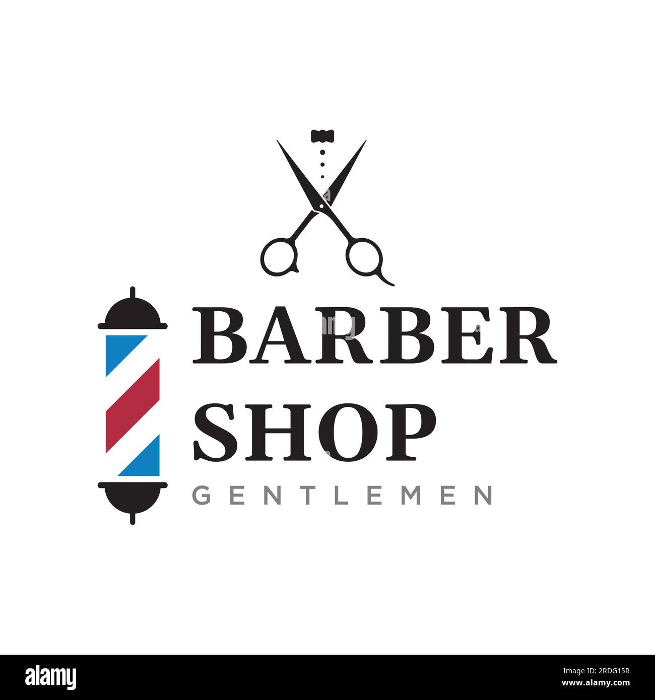 Barbershop logo in vintage style with the concept of scissors, razor ...