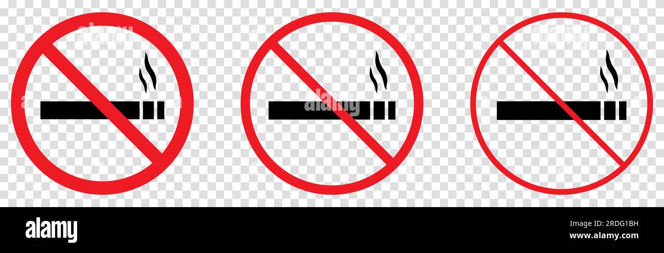 No smoking icon set. Stop smoking symbol. Vector illustration isolated on transparent background ...