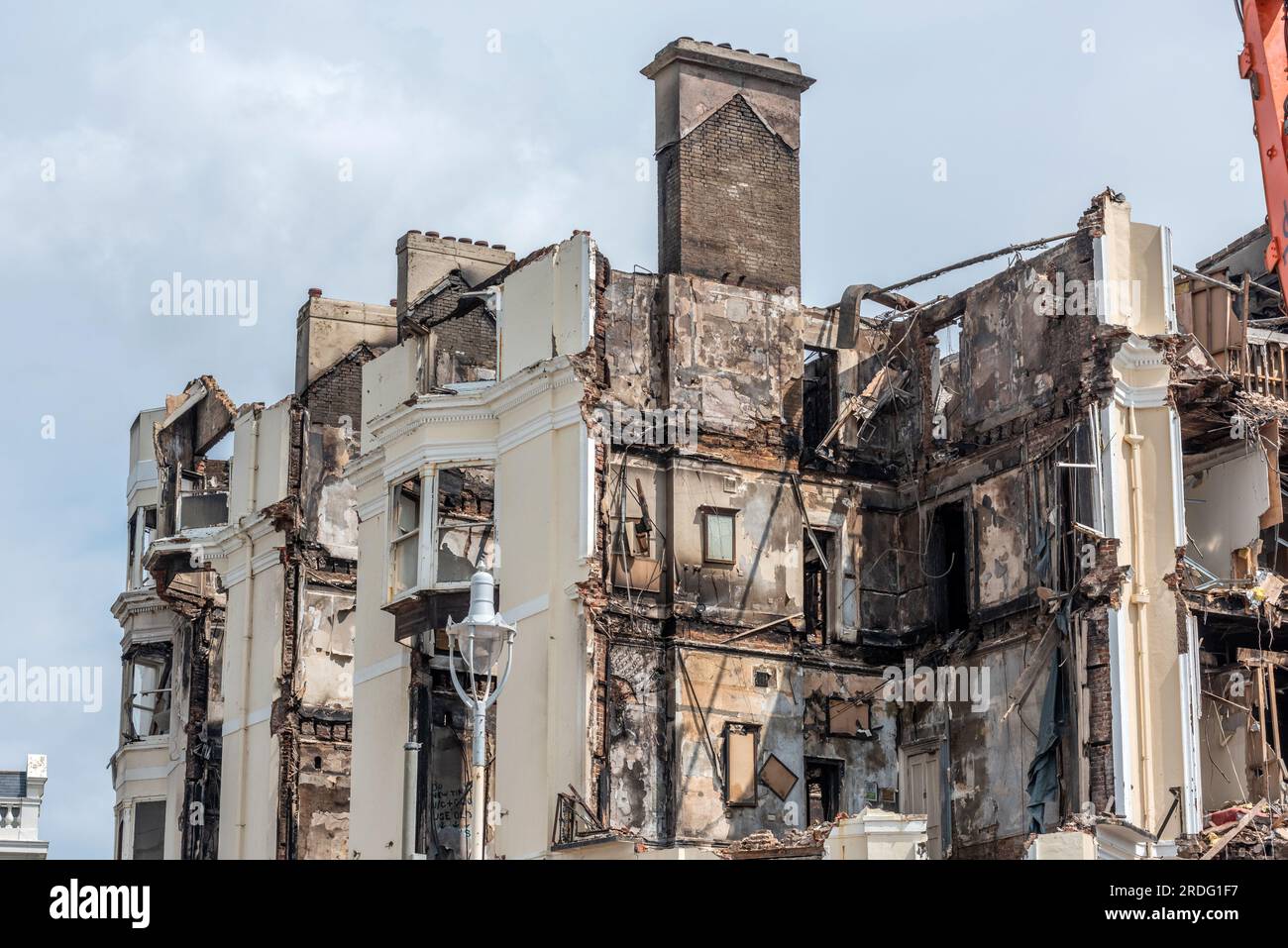 Brighton, July 21st 2023: The fire-damaged remains of The Royal Albion ...