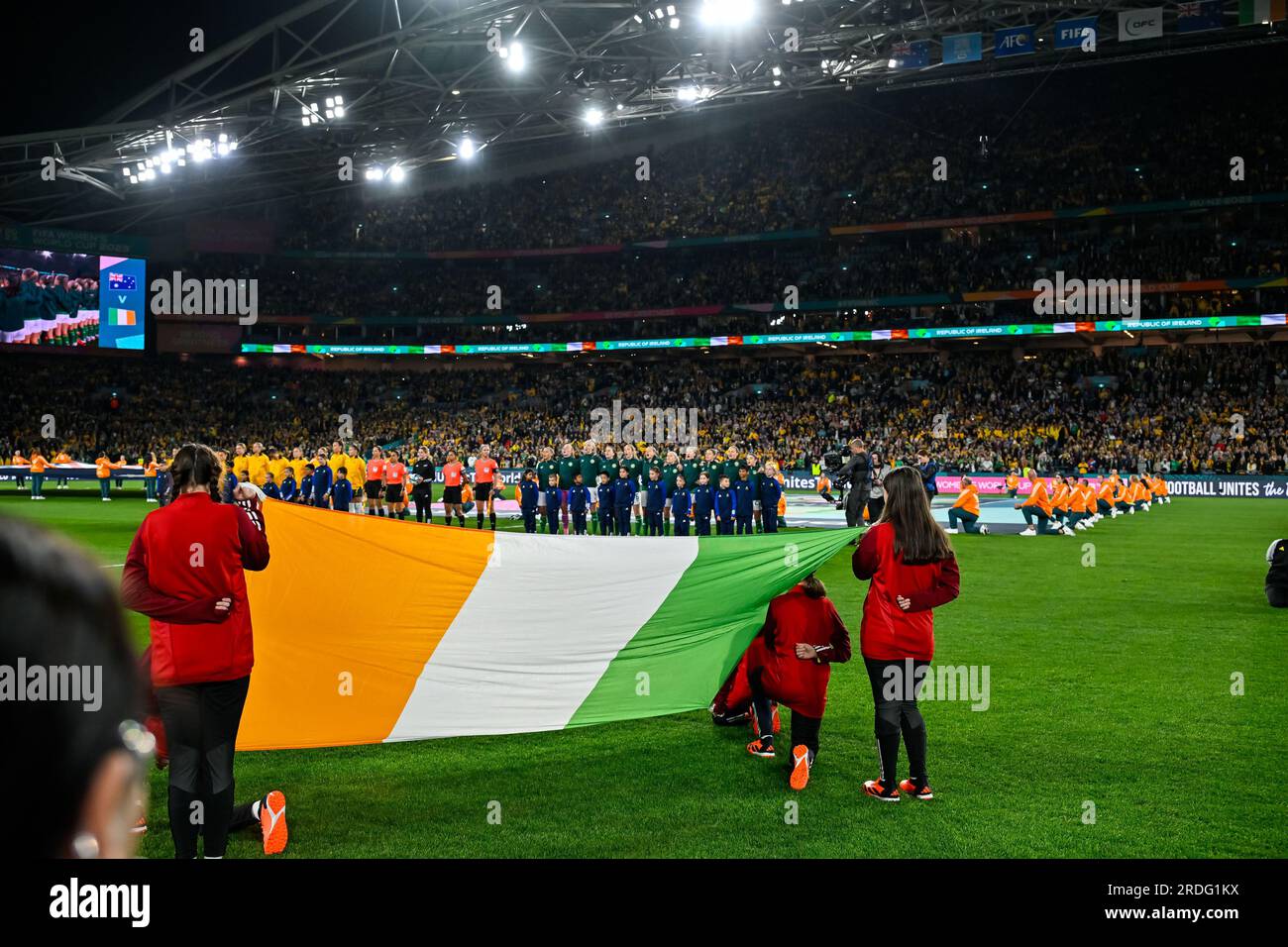 Sydney, NSW, Australia, 20/07/2023, Irish players line up before FIFA ...