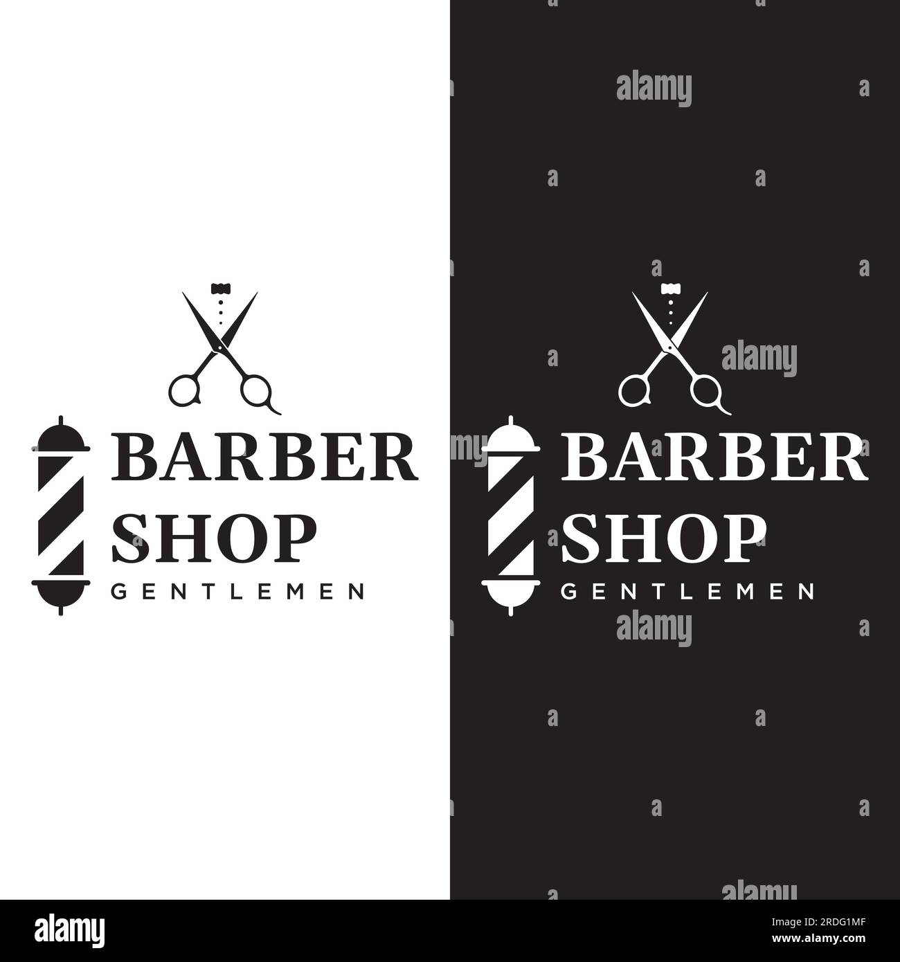 Barbershop logo in vintage style with the concept of scissors, razor ...