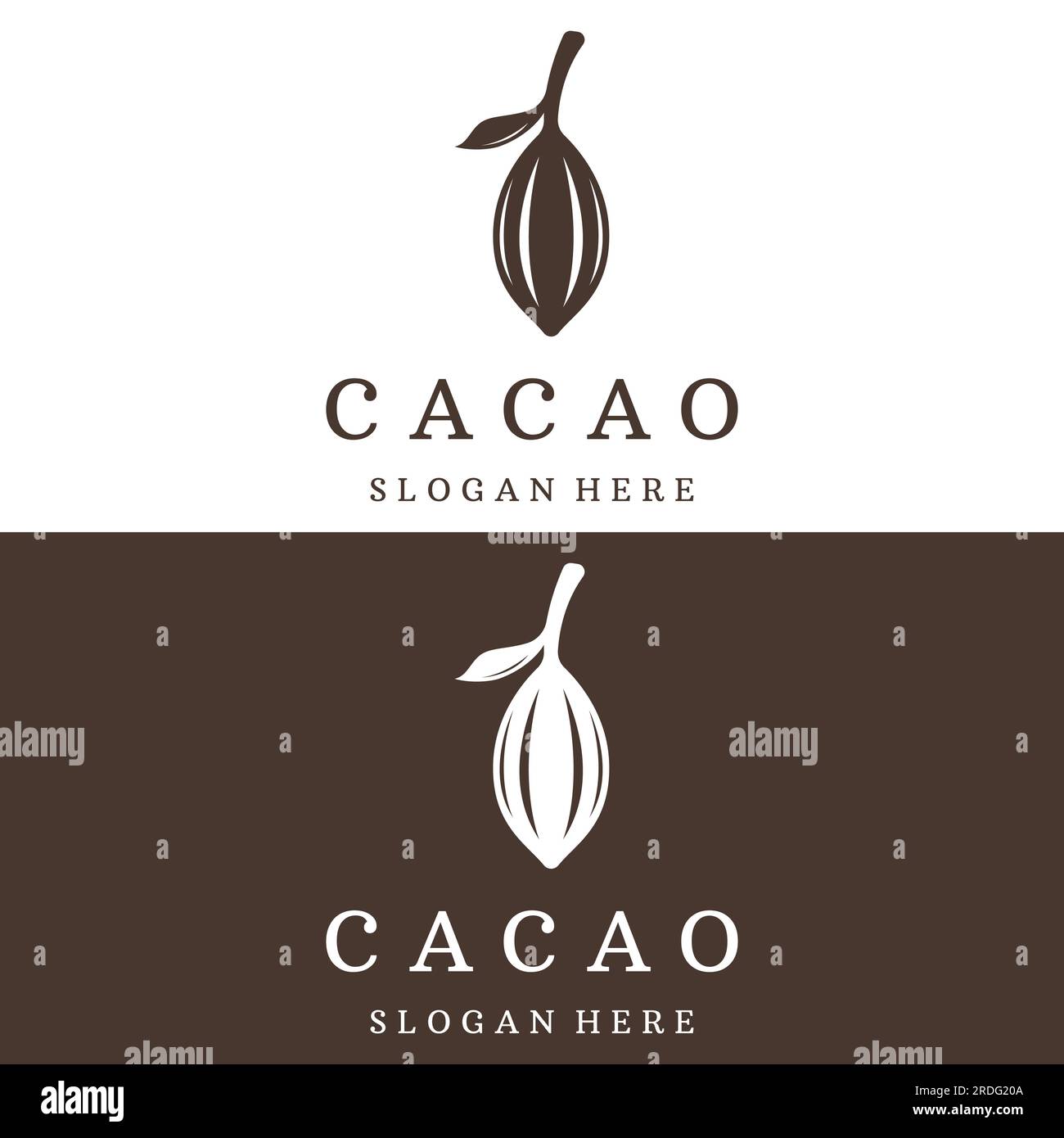 Chocolate cocoa pod plant logotype design, cocoa bean, exotic organic ...