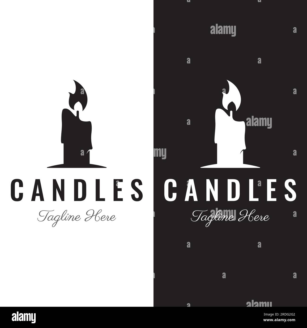 Simple burning luxury candlelight logo design with isolated background ...