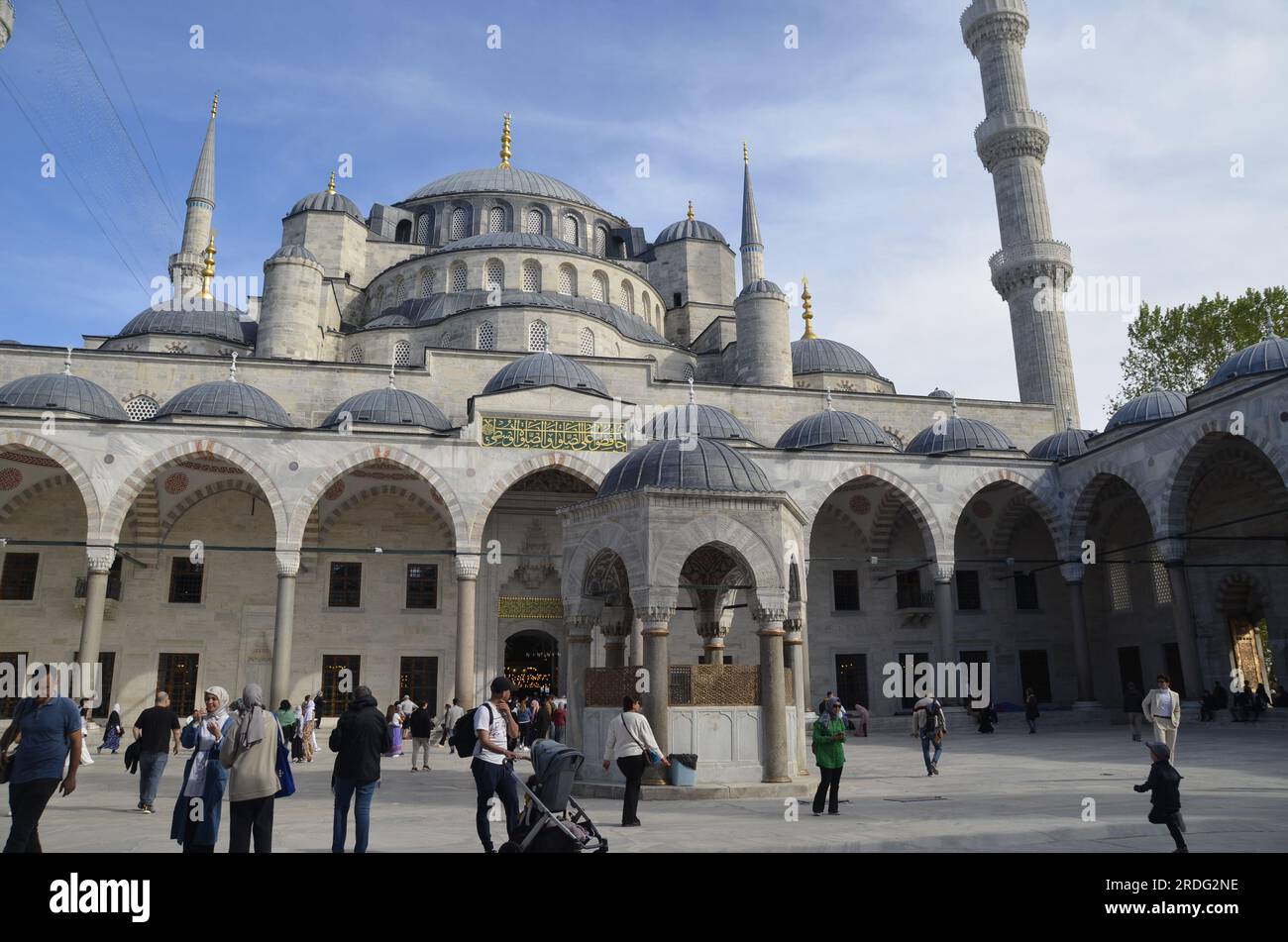 Istanbul Turkey, May, 2023 Blue Mosque, Front Facade from Inner Court ...
