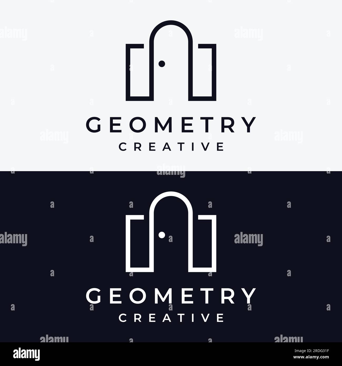 Simple open door abstract logo design, interior with geometric shapes ...