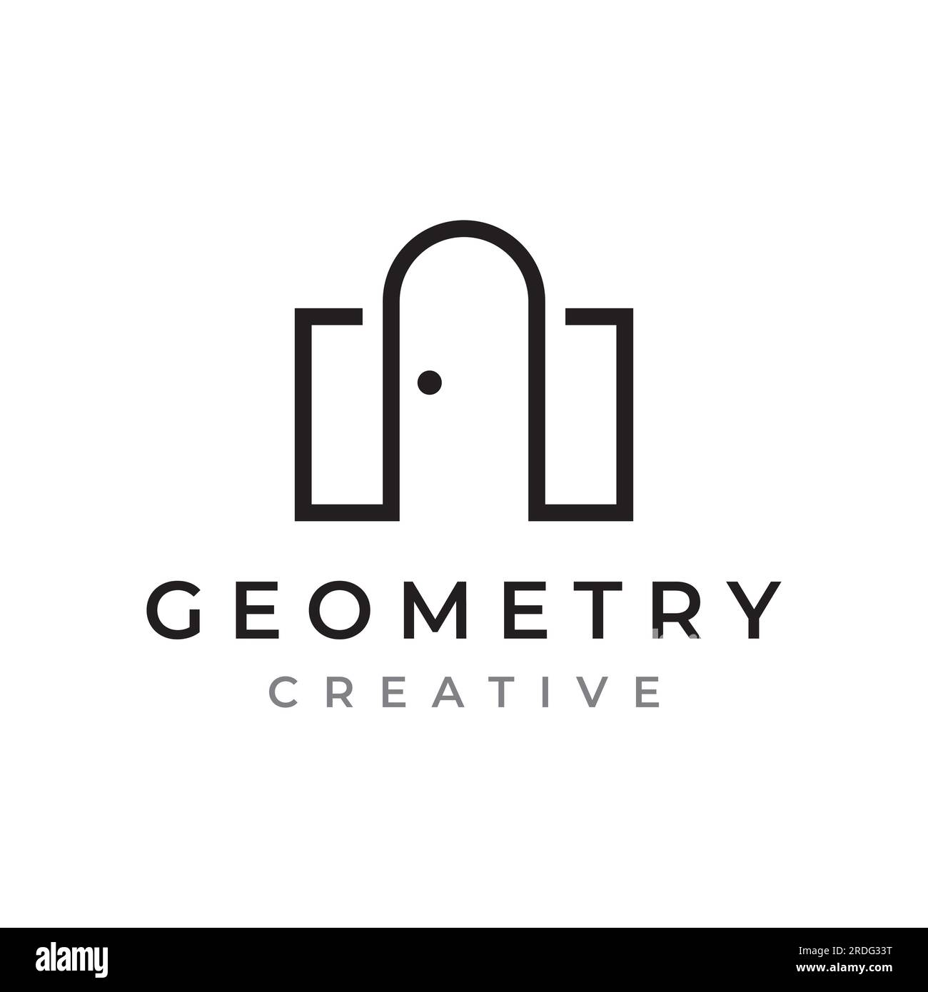 Simple open door abstract logo design, interior with geometric shapes ...