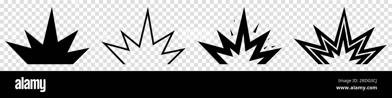 Explosion icons set. Zigzag element flash shock wave. Vector ...