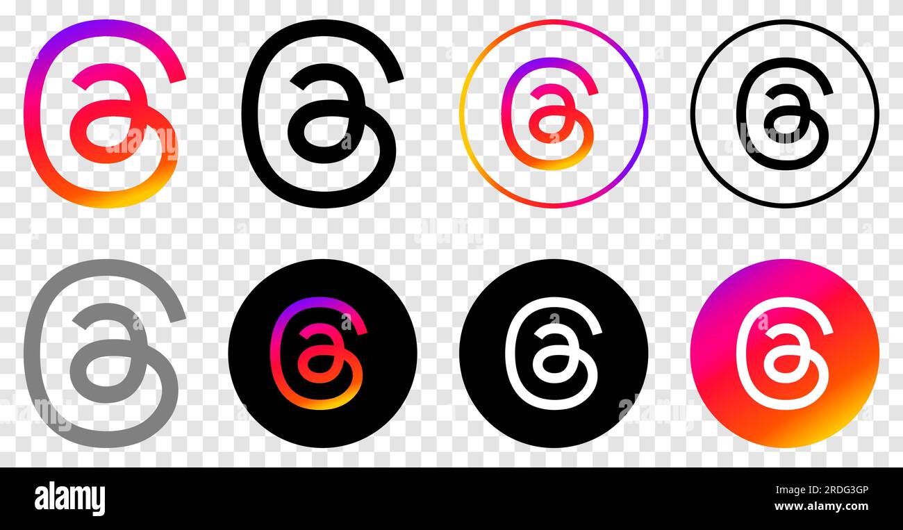 Set of Threads logos. New app of Instagram. The new technology apps for ...