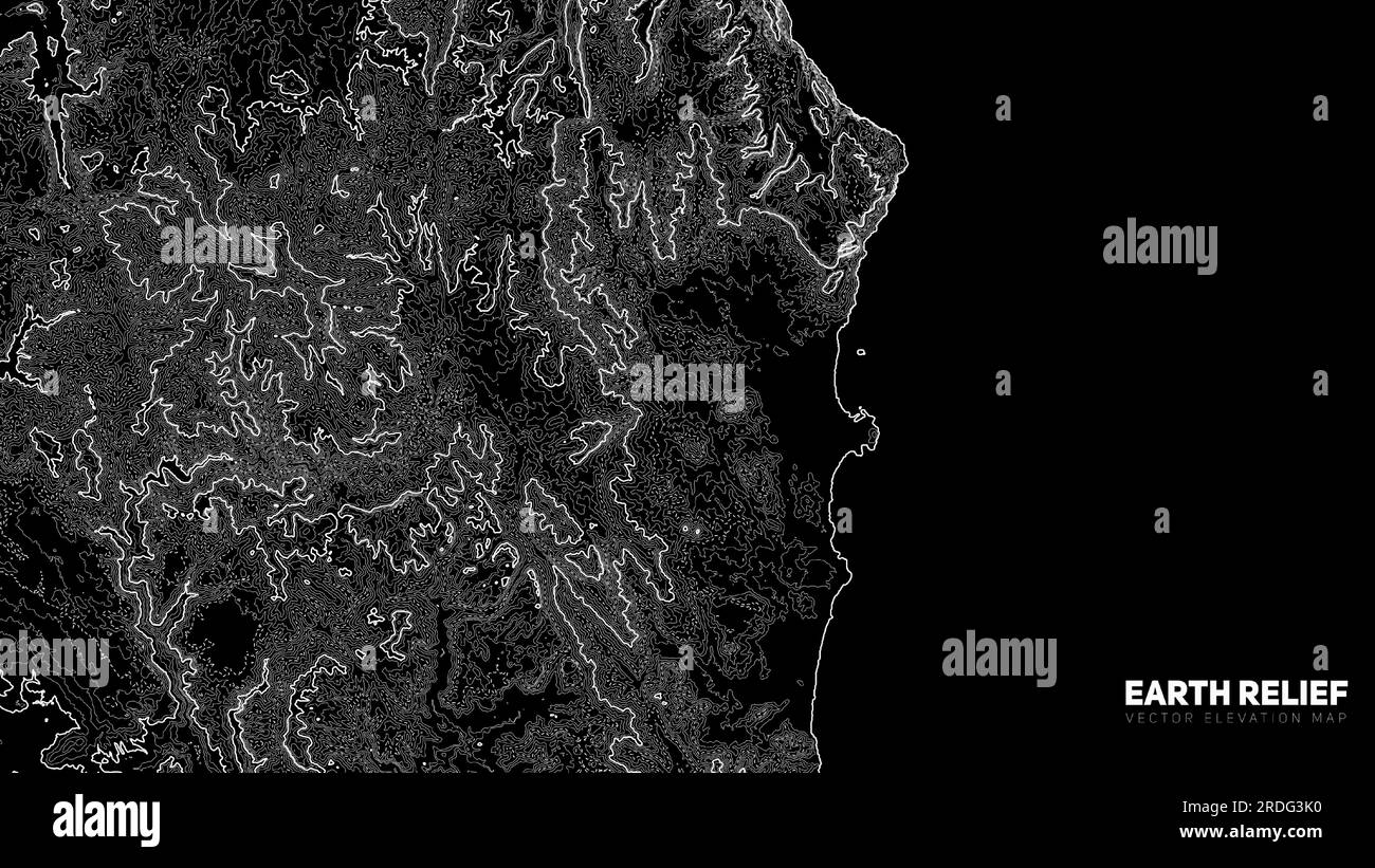 Vector abstract earth relief map. Generated conceptual elevation map ...