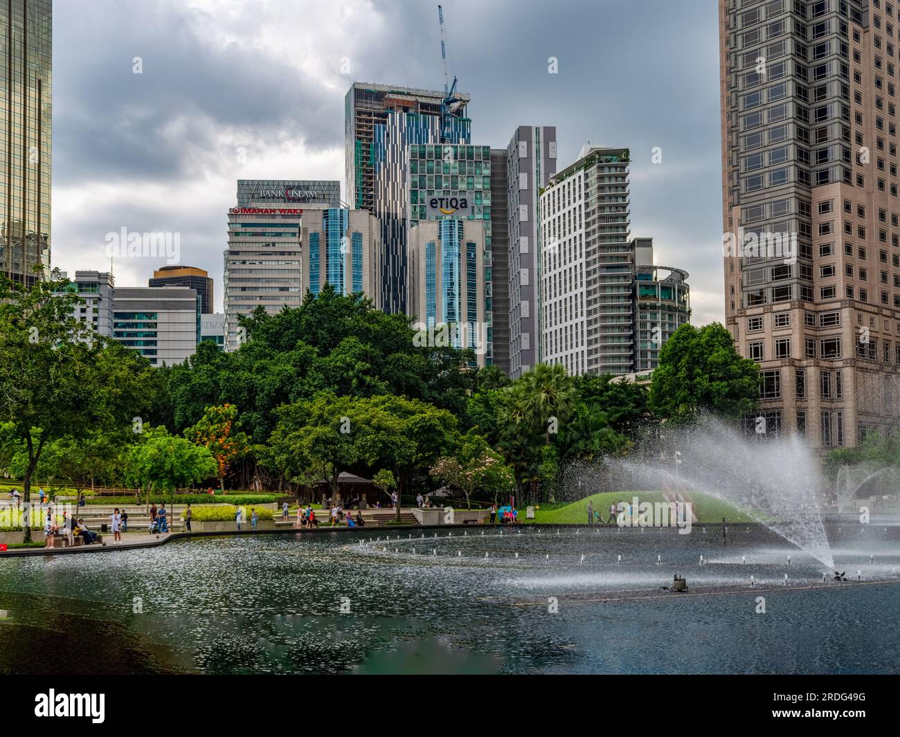 KLCC Park, Kuala Lumpur, Malaysia - February 24th 2018: A water ...
