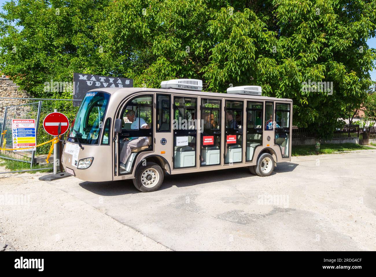 Electric bus carrying tourists for sightseeing tour around Nagyvazsony ...