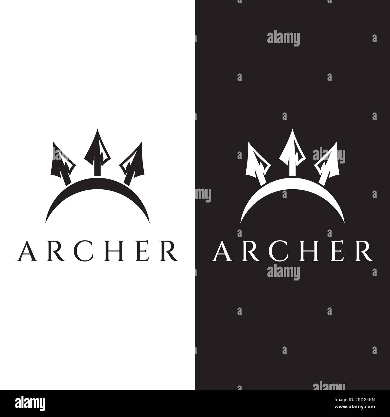 Creative design of silhouette archer logo. Vintage hipster arrowhead ...