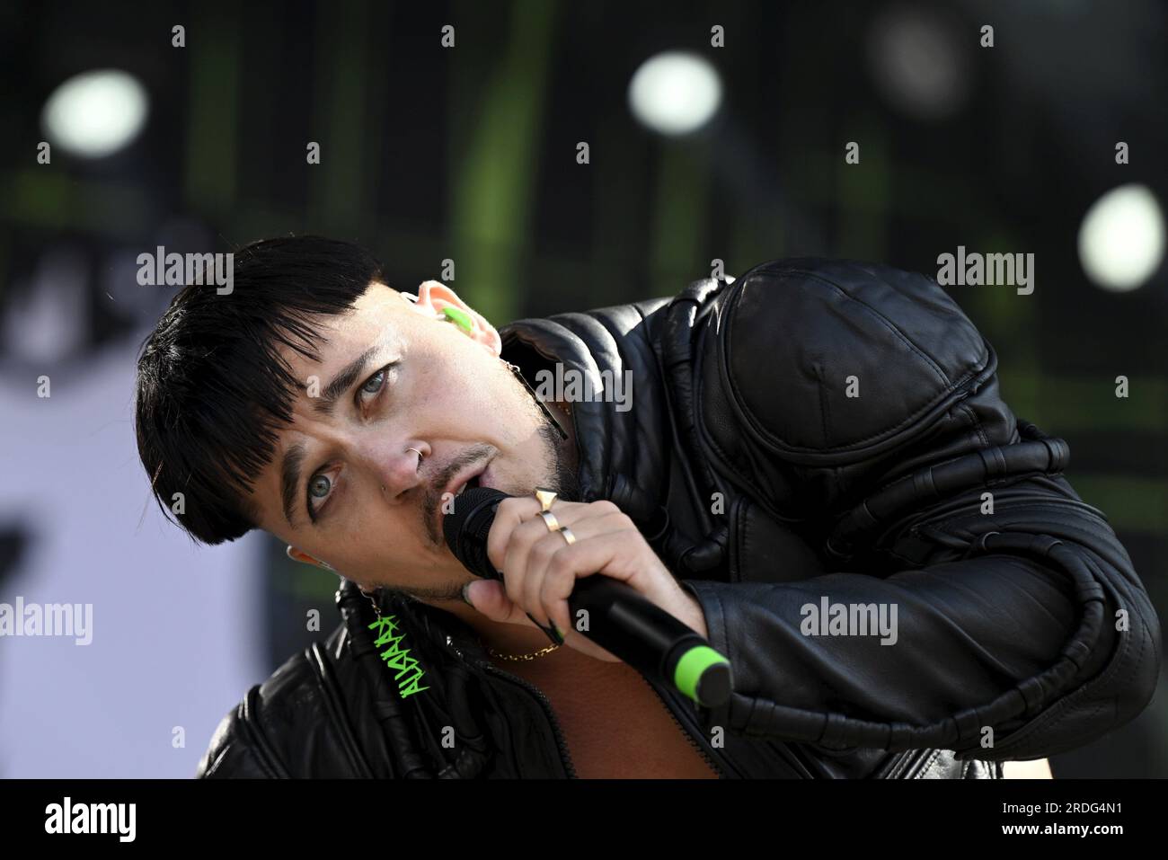 Vantaa, Finland. 21st July, 2023. Finnish rap artist Käärijä performing ...