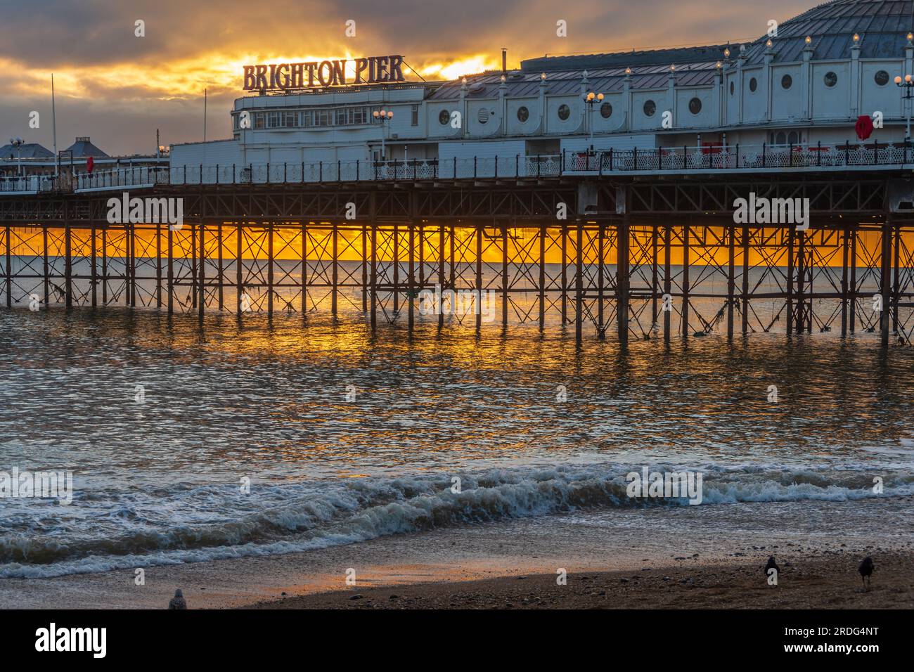 Brighton, UK - December 1st 2022: Wave on Brighton Beach while the ...